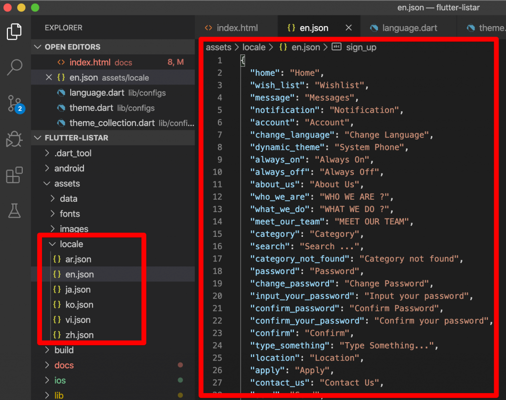 Language – Passion UI